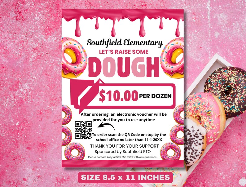 Editable Donut Fundraiser Flyer Template – Printable School Event Bake ...