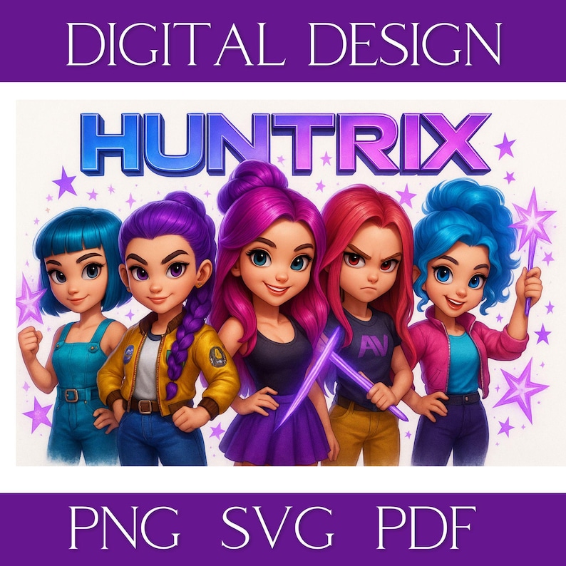 Kpop Huntrix Demon Hunter Girls Clipart | PNG SVG PDF (digital Download ...