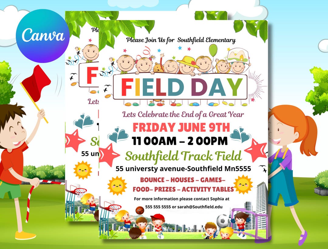 Editable School Field Day Flyer – Olympic Fun Day Canva Template ...