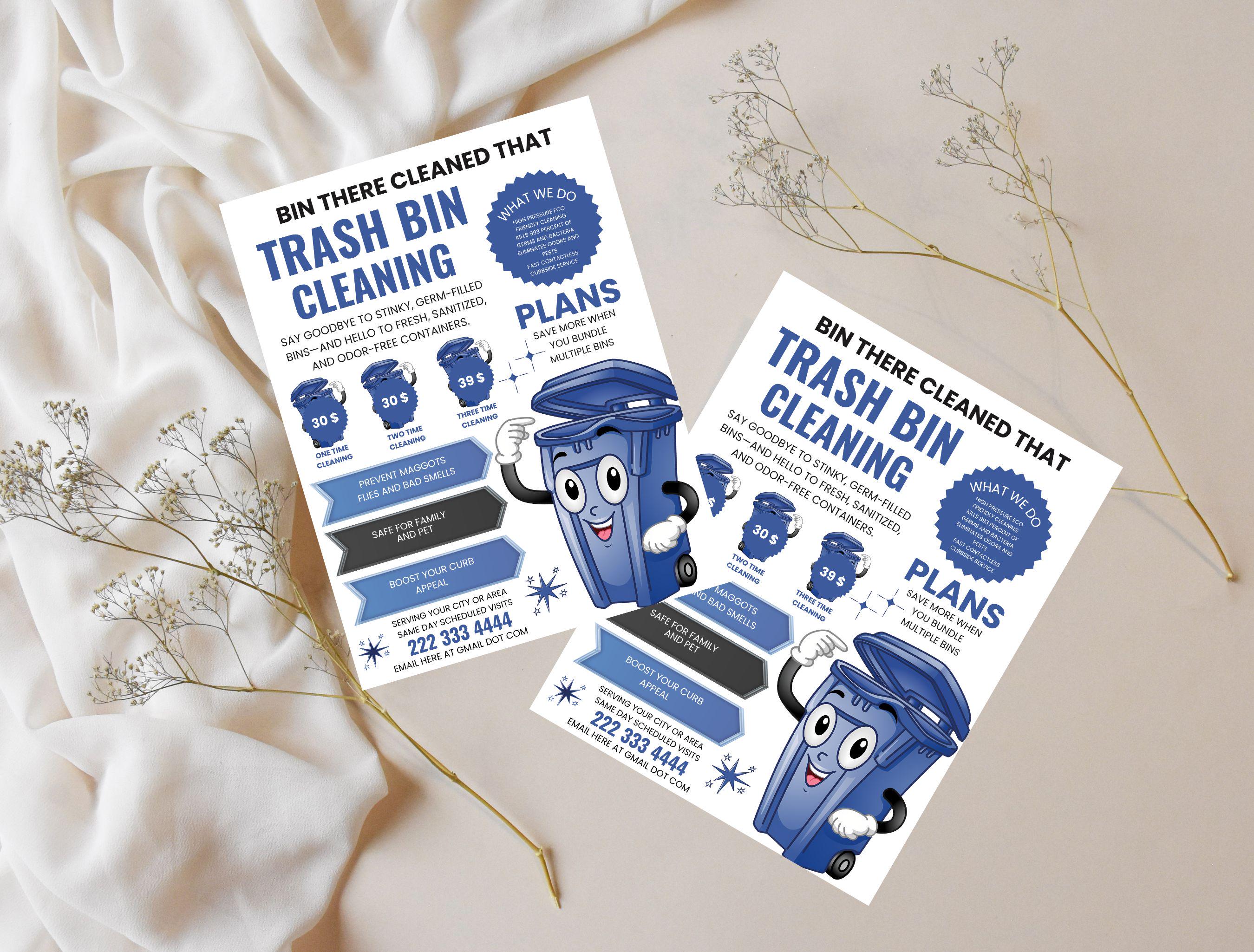 Trash Bin Cleaning Flyer Template: Editable Canva Ad (instant Download ...