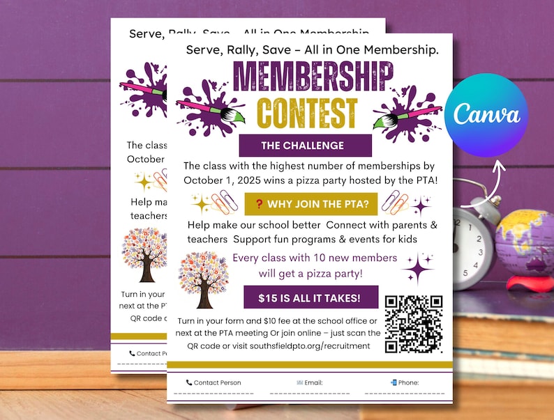 Editable PTO Flyer Template | School Fundraiser Canva | PTA Flyer ...