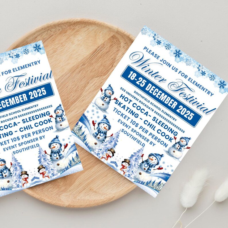 Winter Festival Flyer Template | Editable Carnival Invitation (canva ...