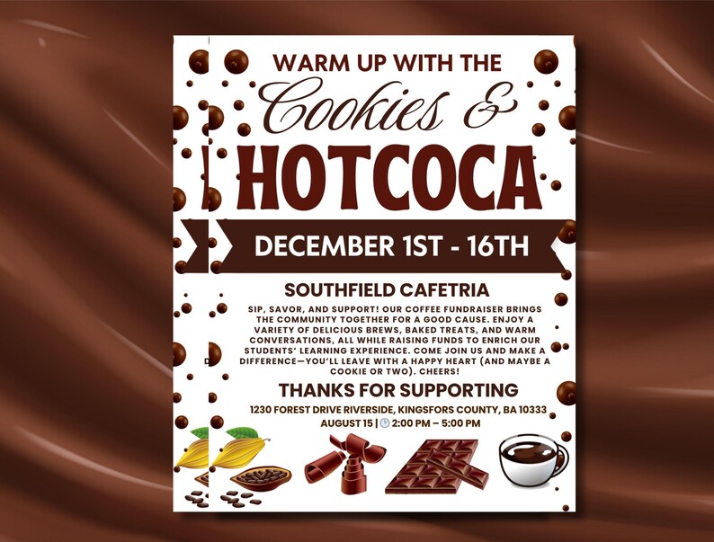 Cookies and Hot Cocoa Flyer | Winter Fundraiser (editable Canva ...