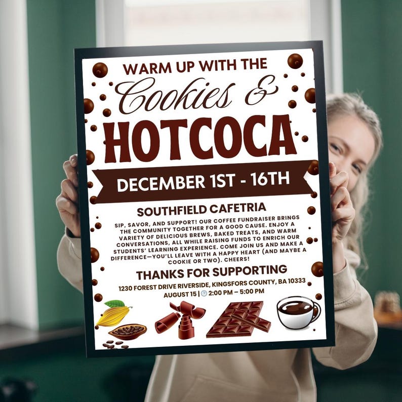 Cookies and Hot Cocoa Flyer | Winter Fundraiser (editable Canva ...
