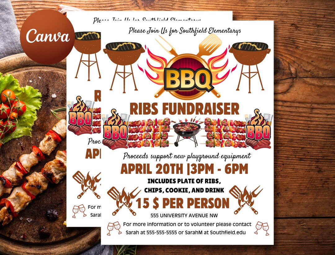 Editable BBQ Ribs Fundraiser Flyer Template | Printable Rib Sale ...