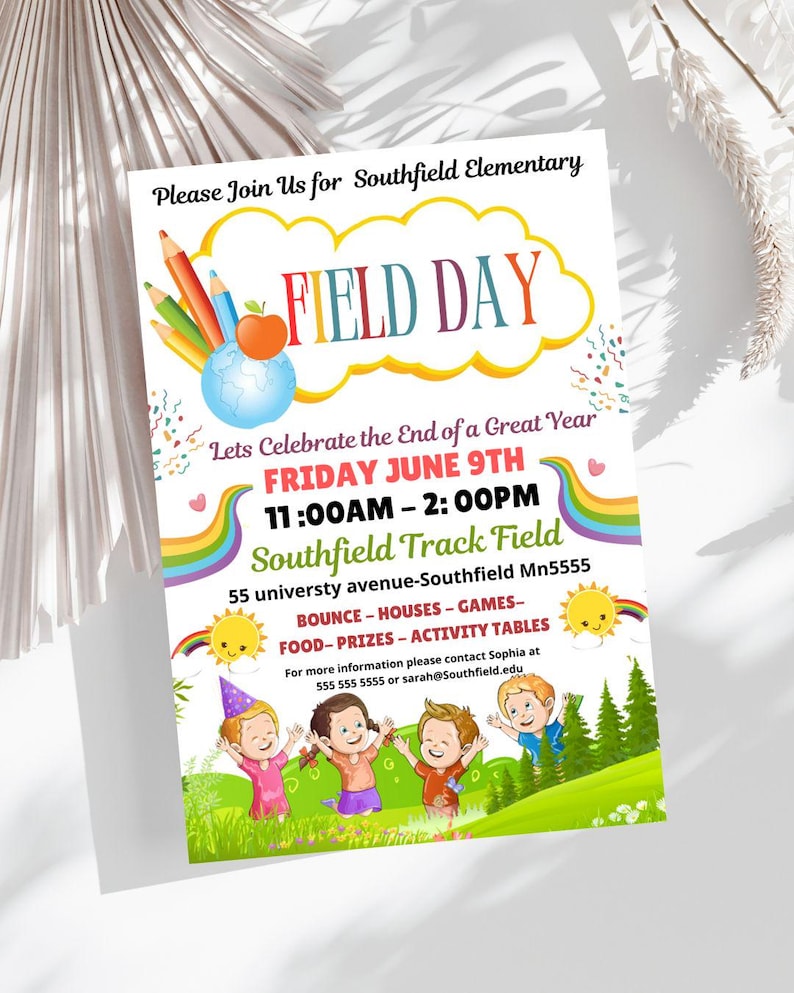 Editable School Field Day Flyer Template – Field Day Invitation for ...
