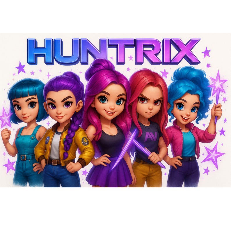 Kpop Huntrix Demon Hunter Girls Clipart | PNG SVG PDF (digital Download ...