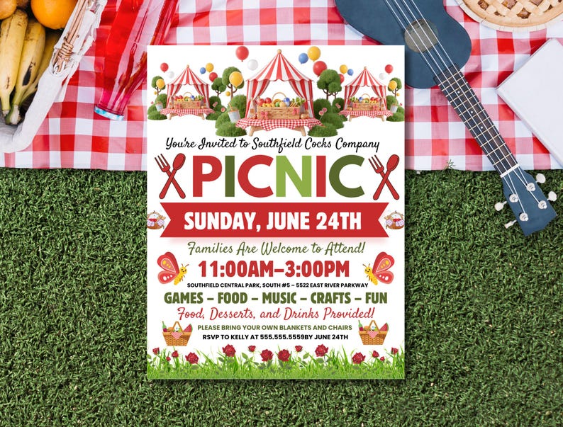 Editable Company Picnic Flyer Template: Work Appreciation BBQ (canva, 8 ...