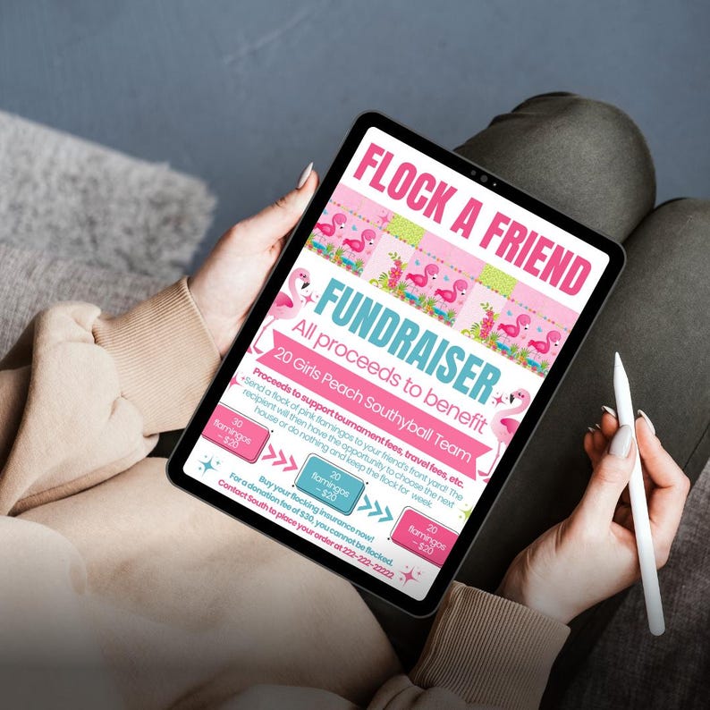 Flamingo Flock My Yard Fundraiser Flyer: Editable Canva Template ...