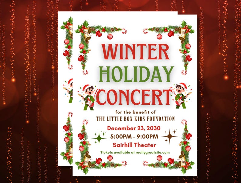 Holiday Concert Program & Flyer | Winter Floral Design (canva Template ...