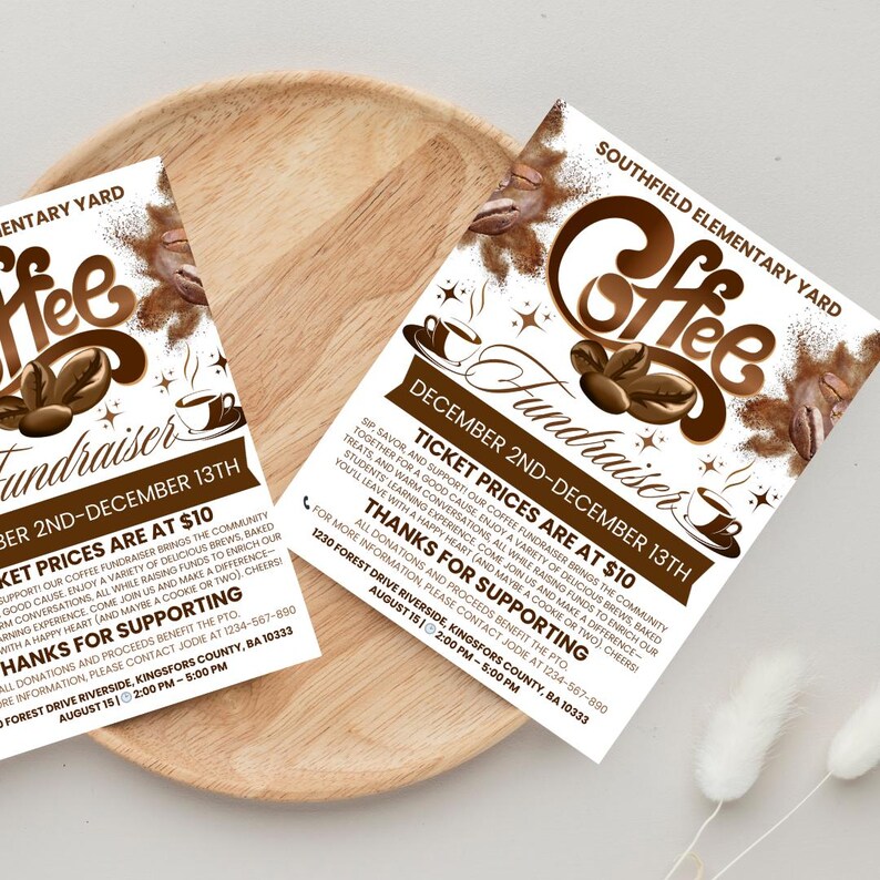 Coffee Fundraiser Flyer Template: Editable School Event Invitation ...