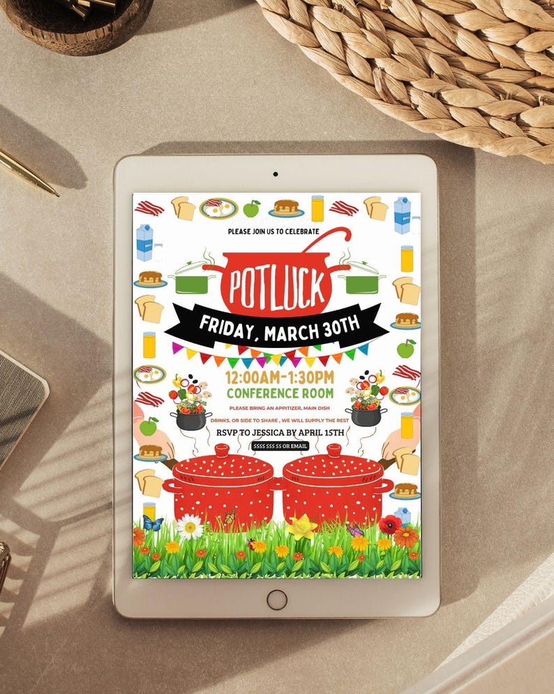 Editable Potluck Invitation Template: DIY Luncheon Flyer (digital ...