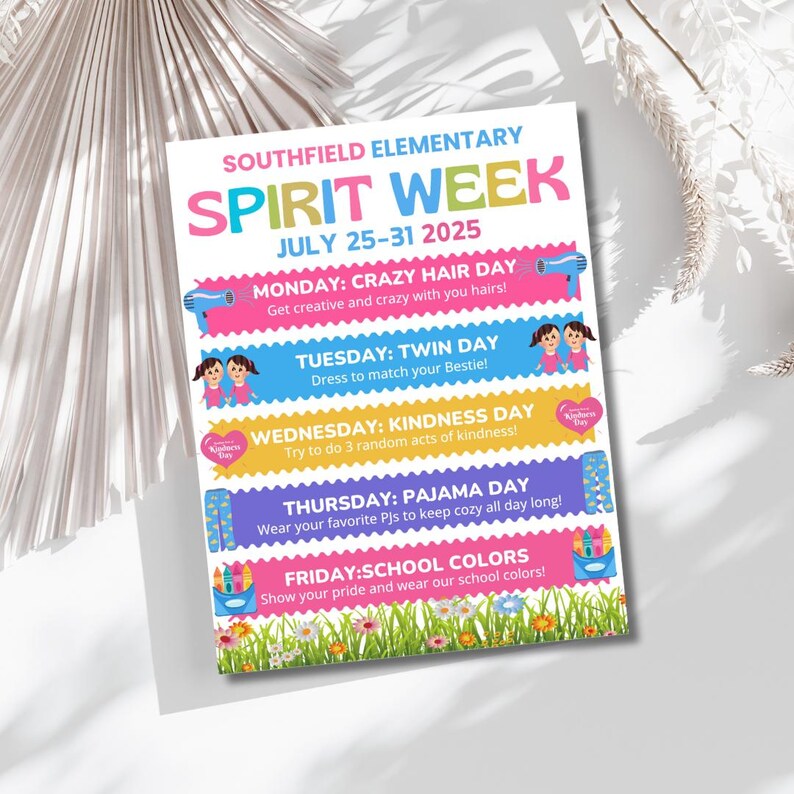 Spring Spirit Week Flyer: Editable School Event Poster (canva Template ...