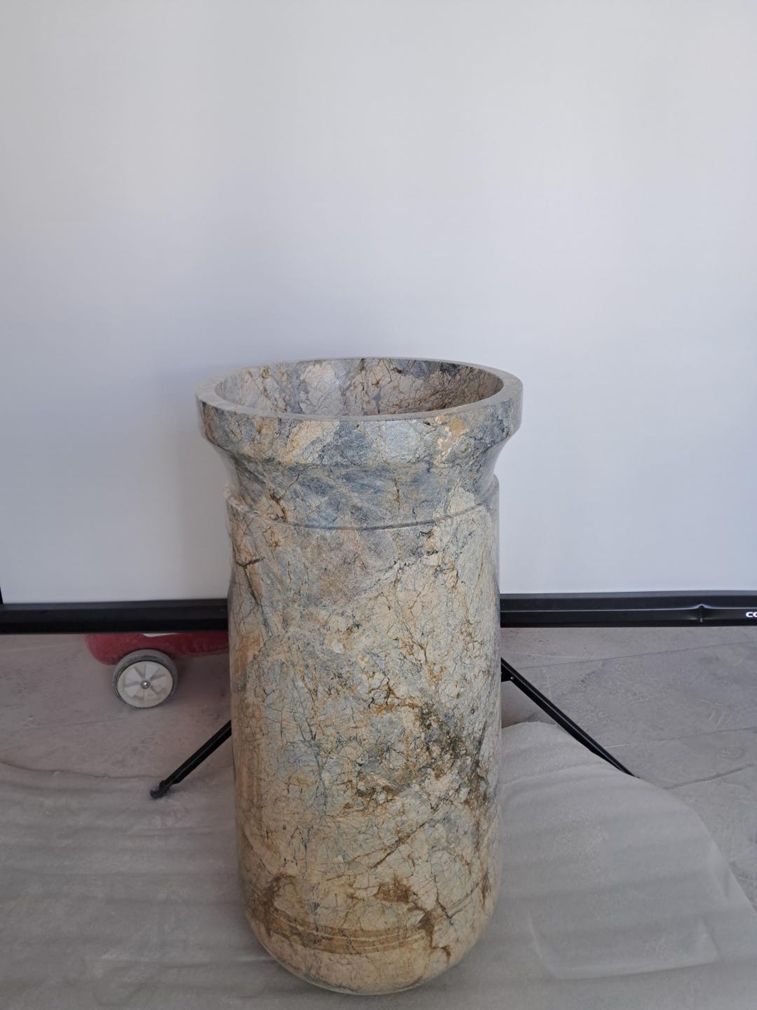 Luxury Full Height Marble Pedestal Sink, Handcrafted 90cm Stone Basin ...