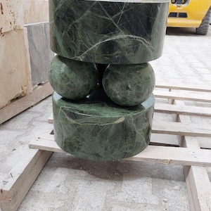 Green Marble Coffee Table, Handcrafted Natural Stone Table, Sculptural ...