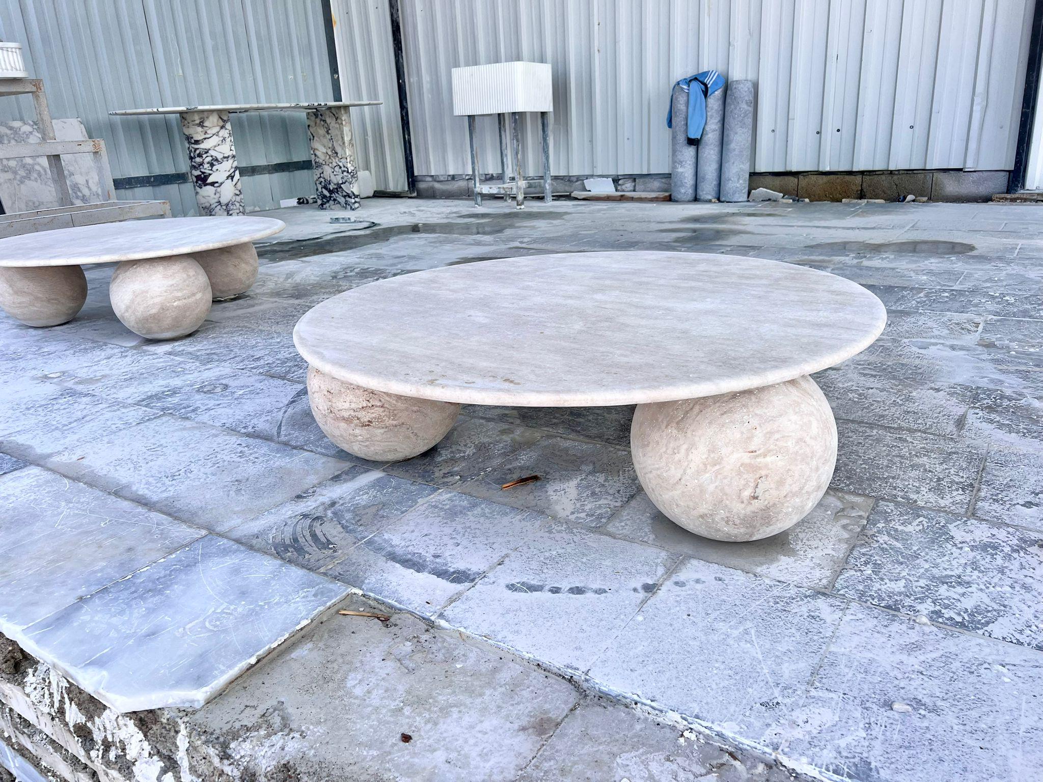 Modern Beige Travertine Coffee Table, Handmade Natural Stone ...