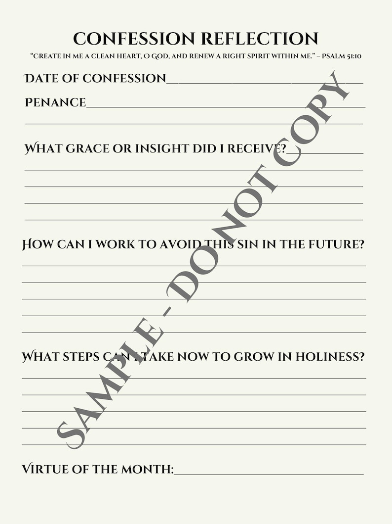 Catholic Confession Companion | Instant Download | Printable Journal ...