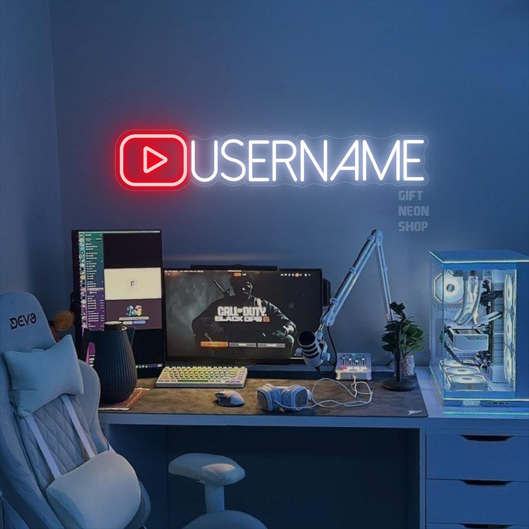Custom Youtube Username Neon Sign: Youtuber Gift, Streamer Gift - Etsy