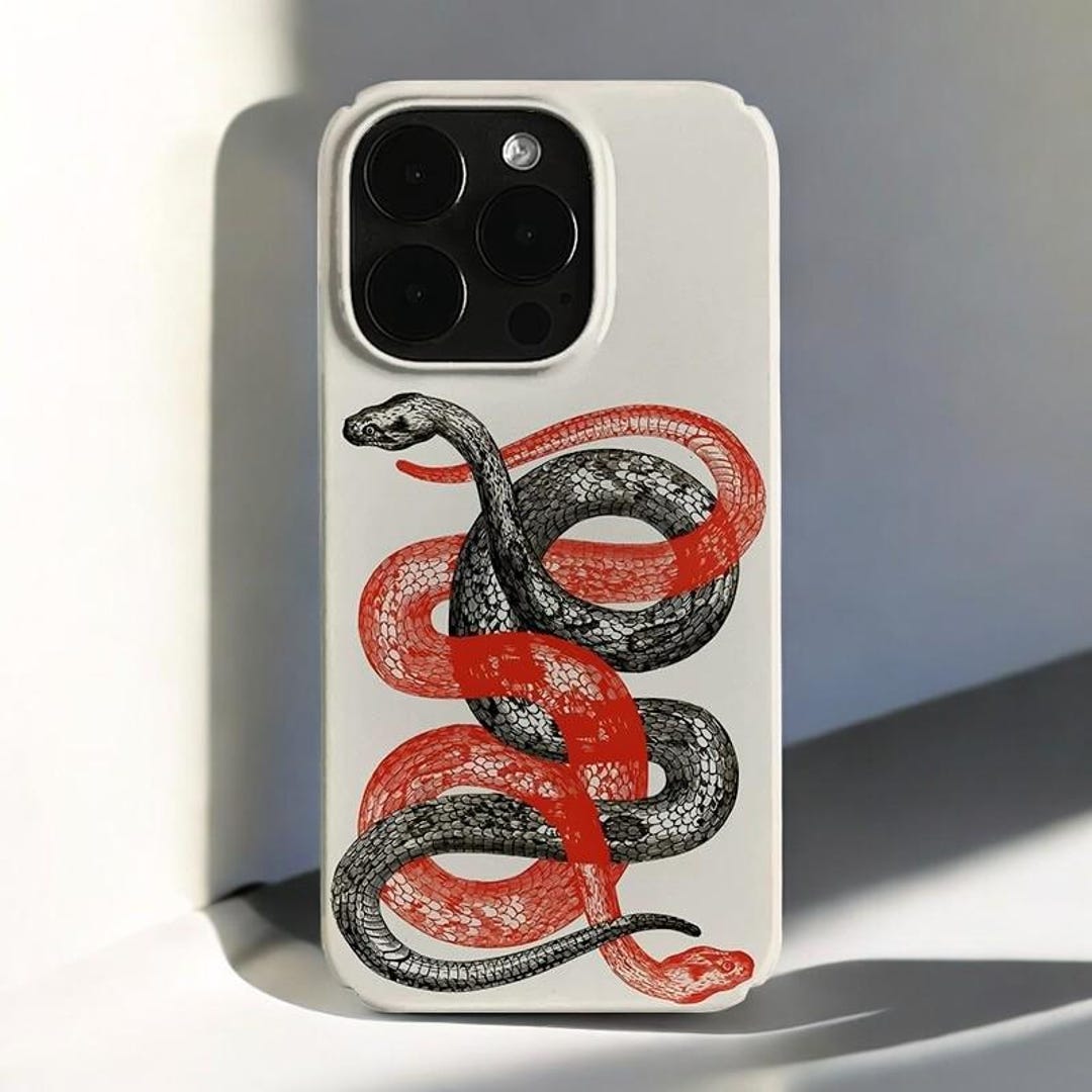 White Snake Phone Case – Red & Black Serpent Design, Gothic Edgy ...