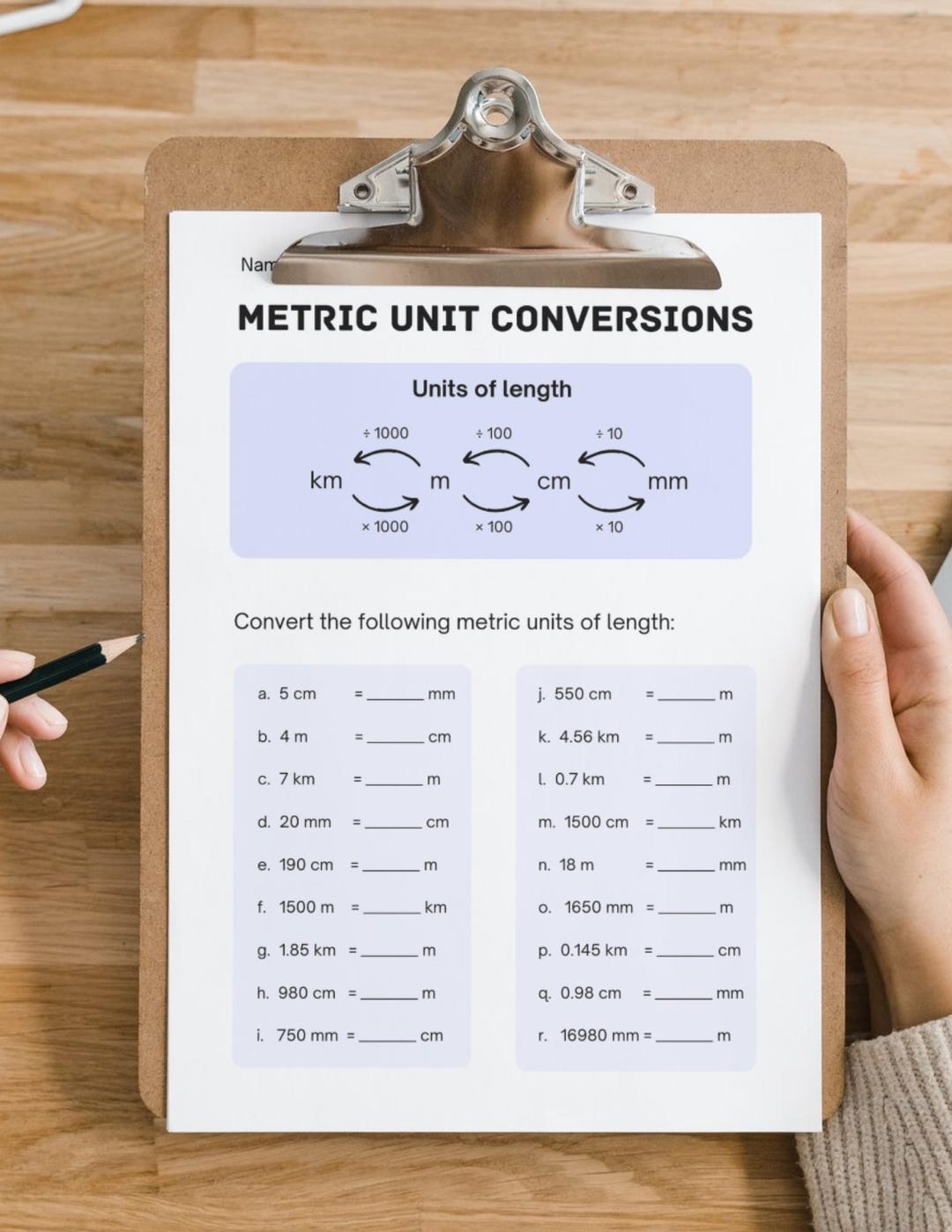 Metric Unit Conversions Worksheet (digital Download) - Etsy