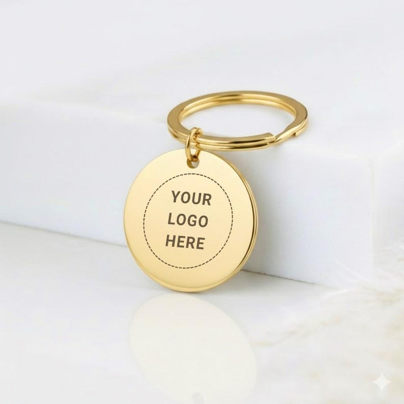 Custom Logo Round Keychain Personalised Engraved Keyring for Business ...