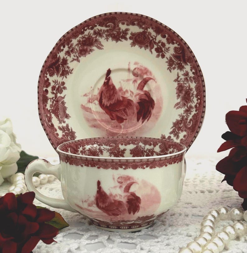 Vintage William James Farm Yard Red China: Rooster Dishes, Thanksgiving ...