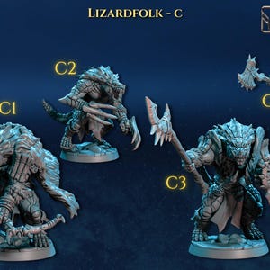 Lizardmen Miniatures for Dnd | Painted Enemy Minis - Saurus Lizardfolk ...