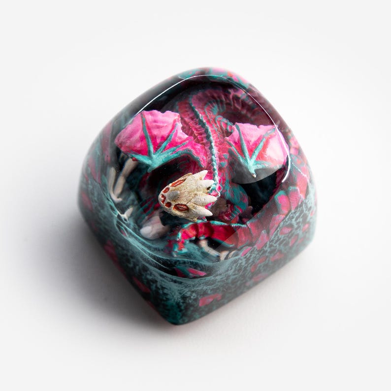 Gnarly Drakon Artisan Keycap - Handcrafted Resin Keycap - Dragon Keycap ...