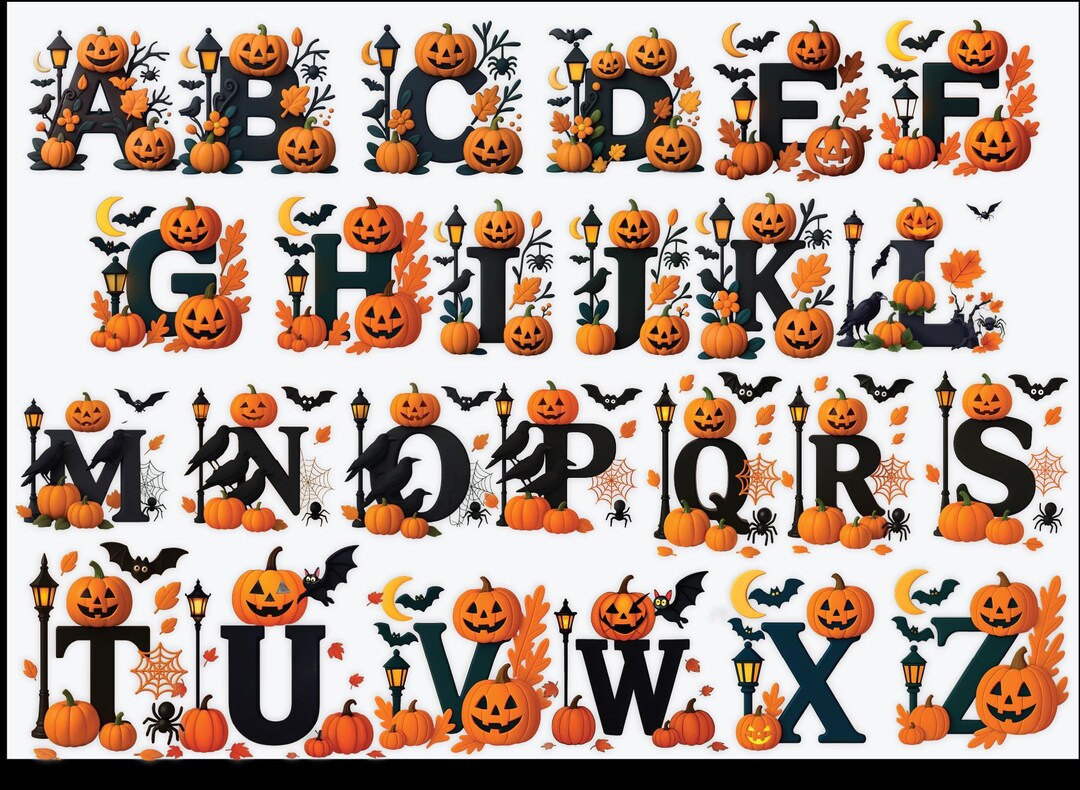 Halloween Alphabet PNG | Pumpkin Letters Clipart | Spooky Font A-Z ...