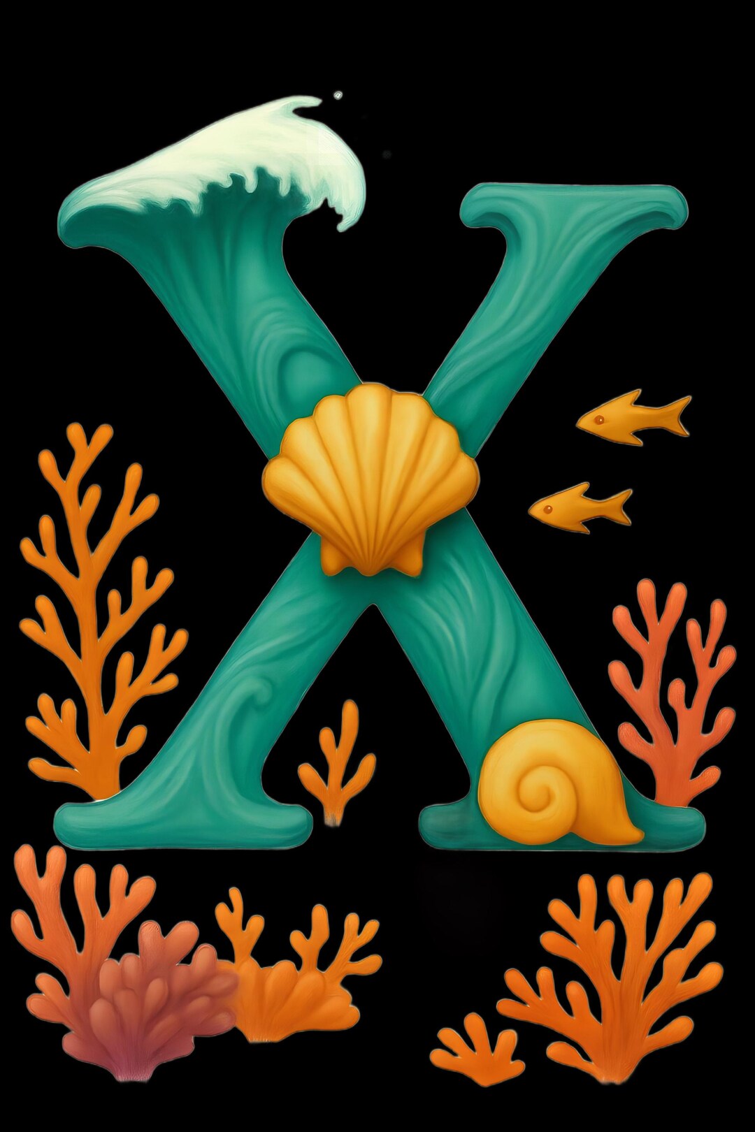 Ocean Alphabet PNG | Sea Life Letters A-Z Clipart | Underwater Digital ...