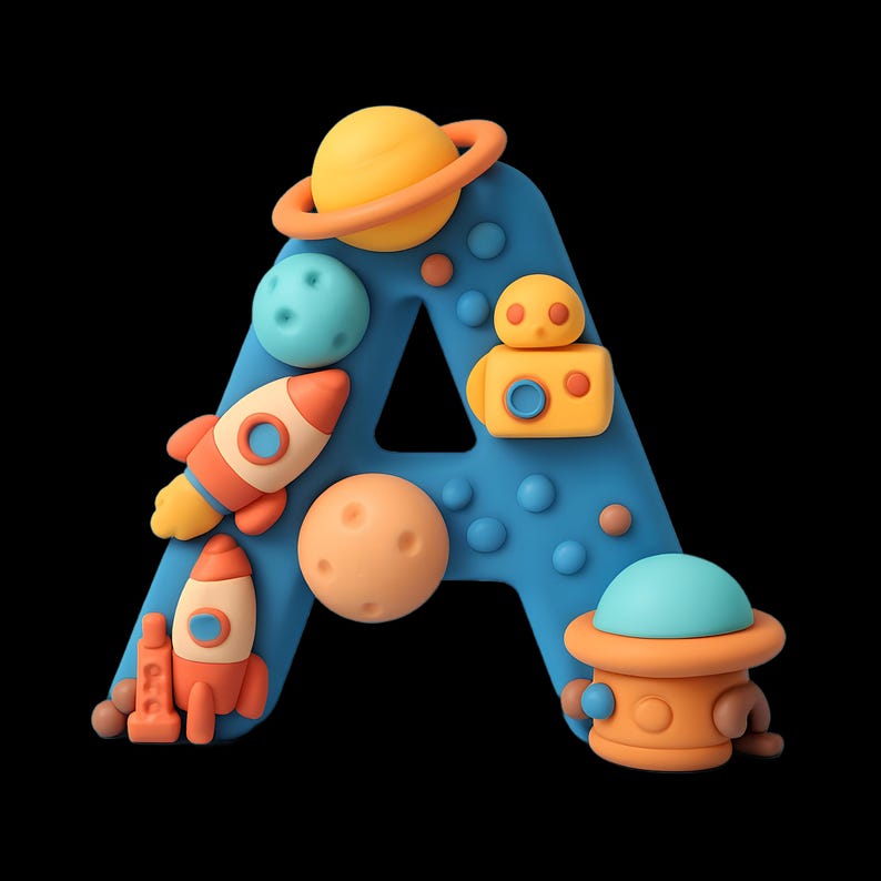 Space Rocket Alphabet PNG | A-Z Letters Clipart | Outer Space Font ...