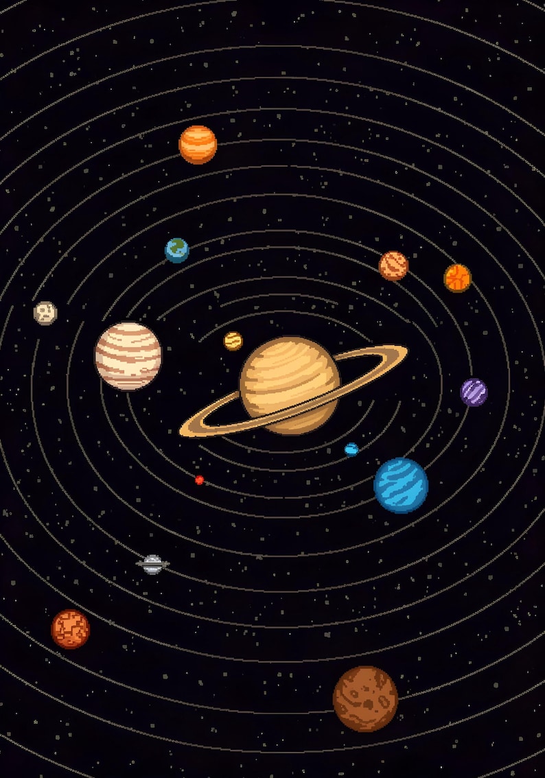 20 Set of Pixel Art Solar System Print – Retro Space Art, Digital ...