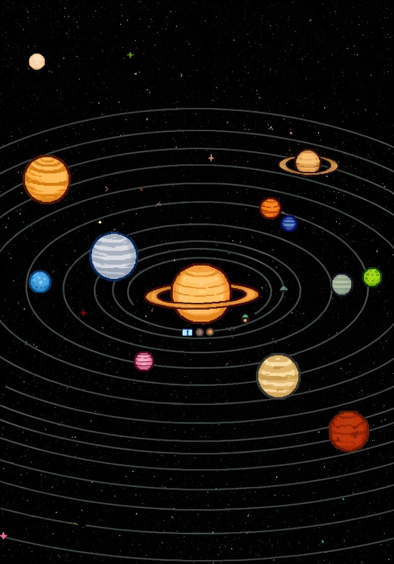 20 Set of Pixel Art Solar System Print – Retro Space Art, Digital ...