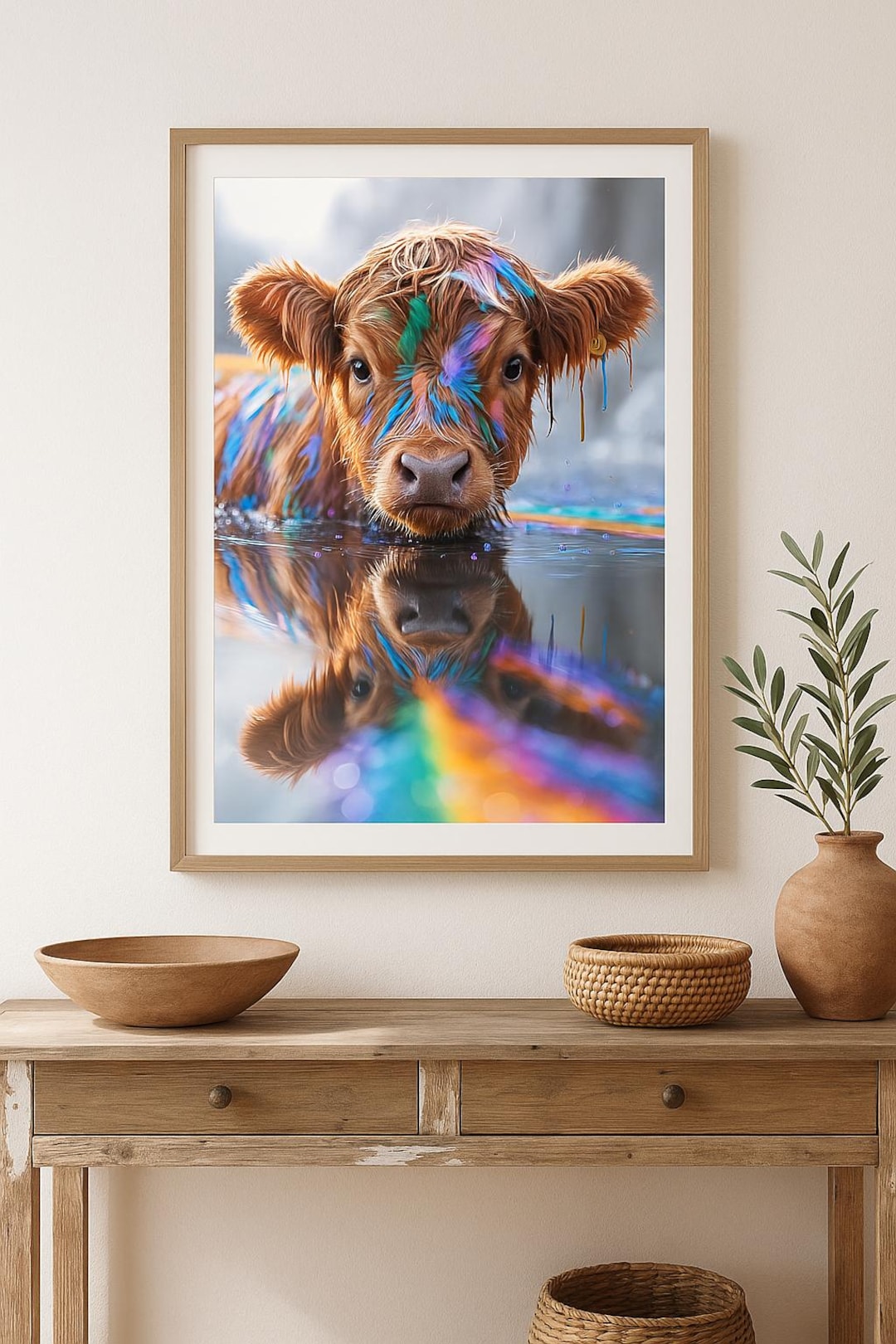 10 Set of Color Splash Cow Print – Modern Highland Calf Portrait ...