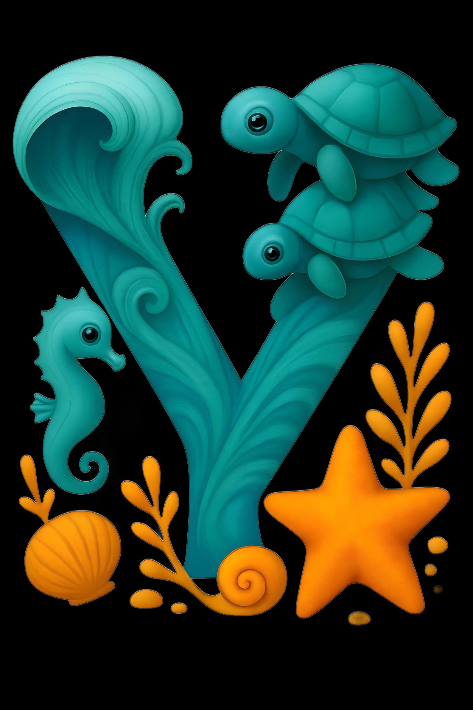 Ocean Alphabet PNG | Sea Life Letters A-Z Clipart | Underwater Digital ...