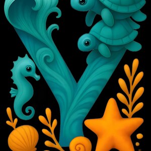 Ocean Alphabet PNG | Sea Life Letters A-Z Clipart | Underwater Digital ...