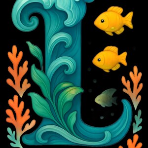 Ocean Alphabet PNG | Sea Life Letters A-Z Clipart | Underwater Digital ...