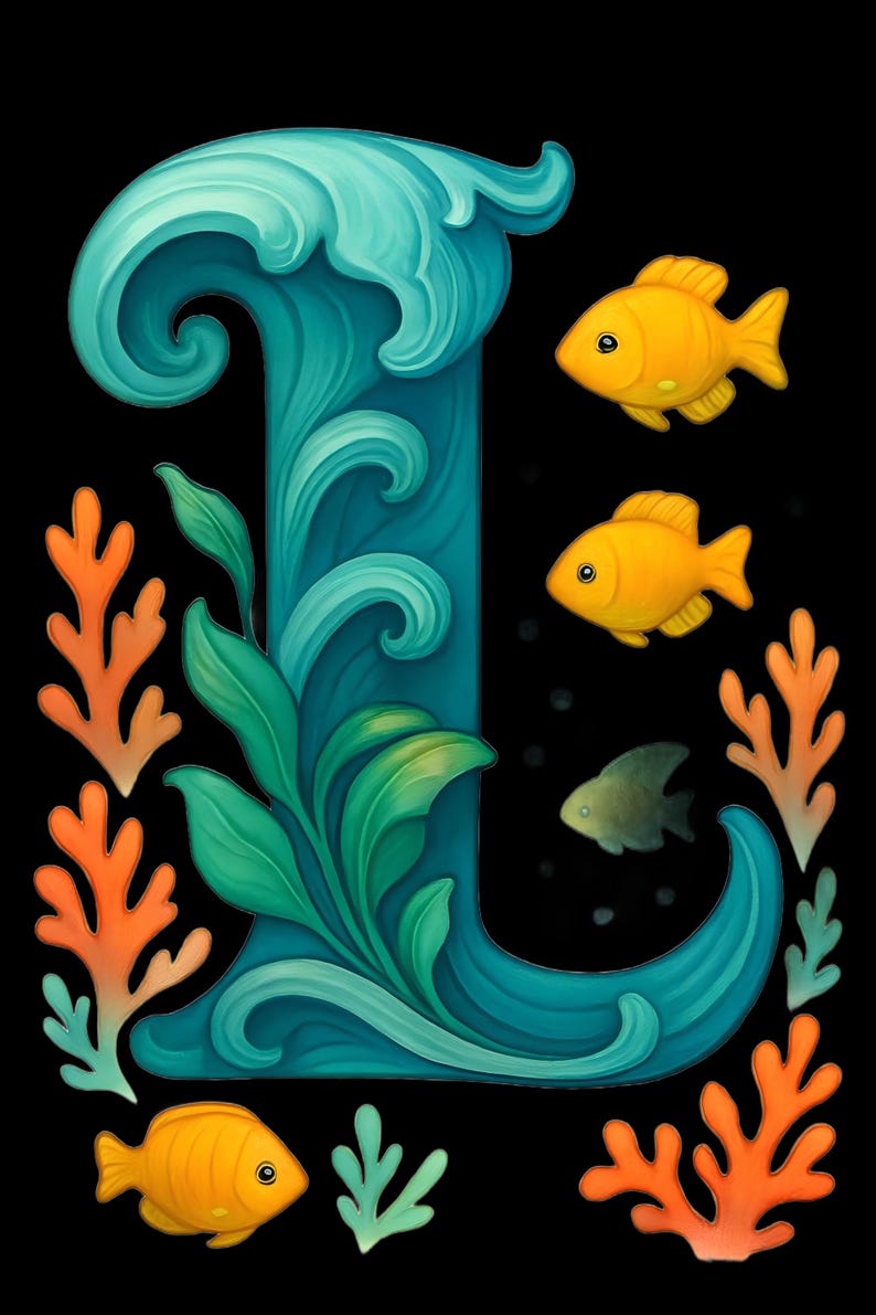 Ocean Alphabet PNG | Sea Life Letters A-Z Clipart | Underwater Digital ...