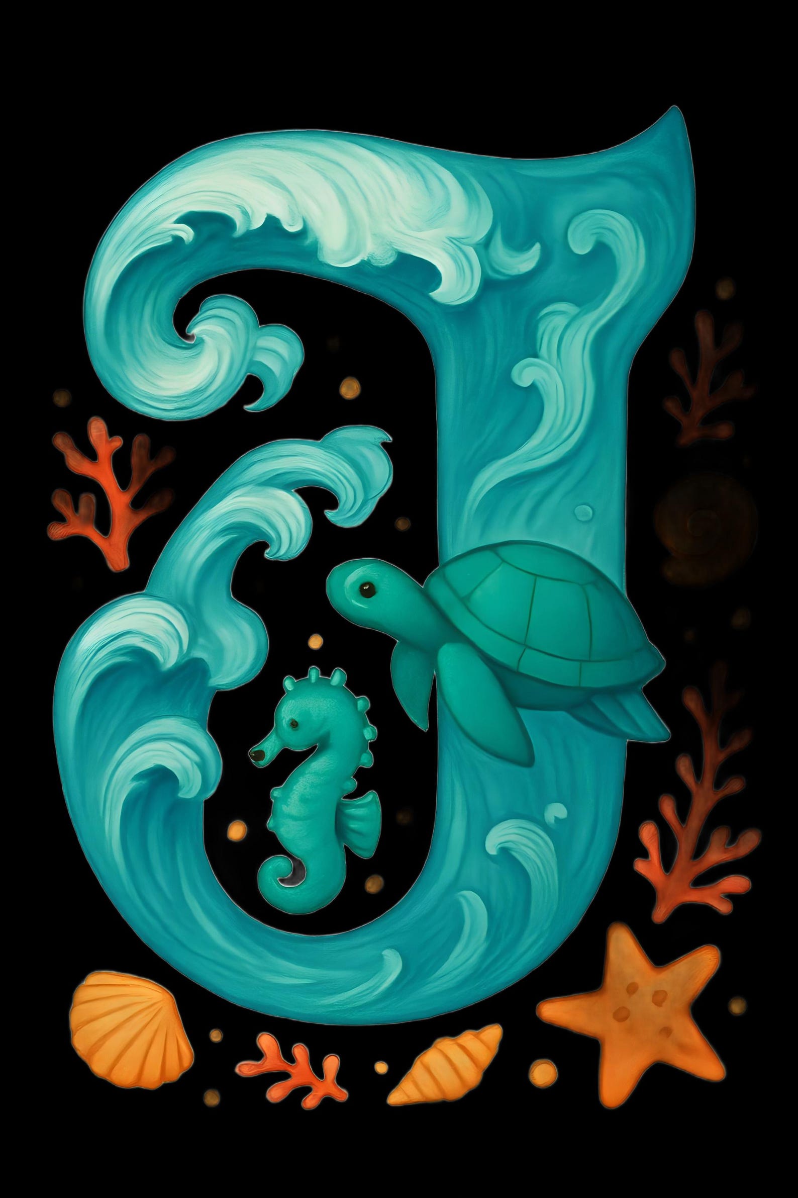 Ocean Alphabet PNG | Sea Life Letters A-Z Clipart | Underwater Digital ...