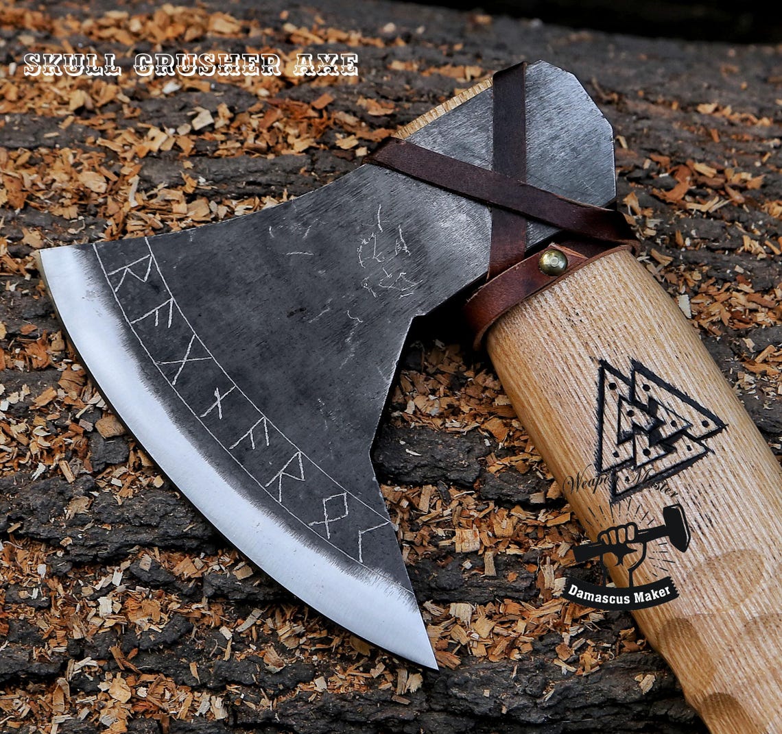 Hand Forged Viking Axe, Valknut Engraved, Wooden Box Gift - Etsy