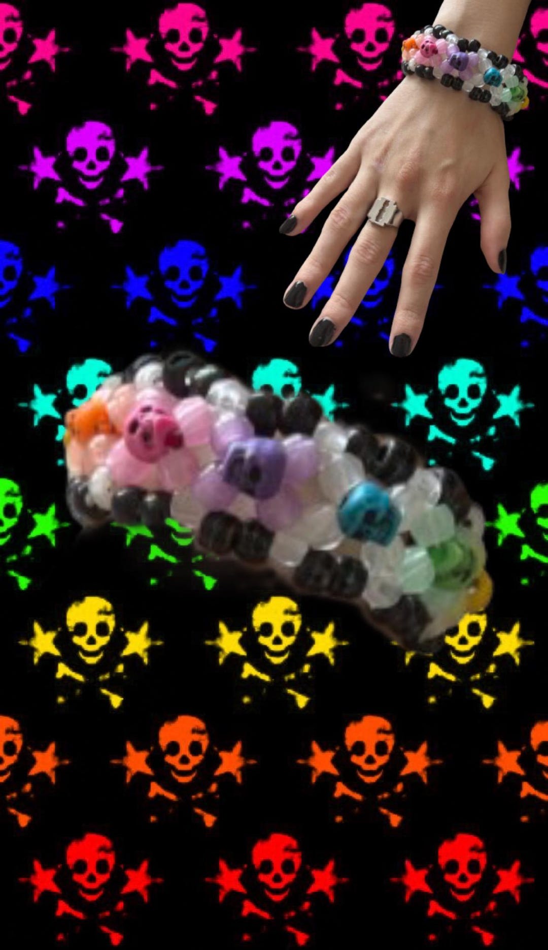Rainbow Glow in the Dark Skull X-base Cuff - Etsy