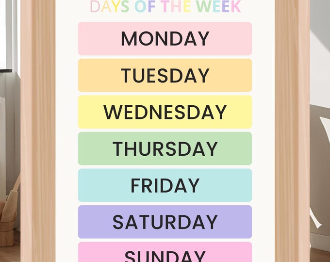 Days of the Week Printable Signs W/activity Squares - Etsy Canada