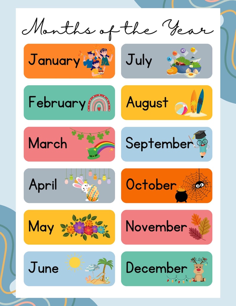 Months of the Year Classroom Printable, Editable Template, Montessori ...