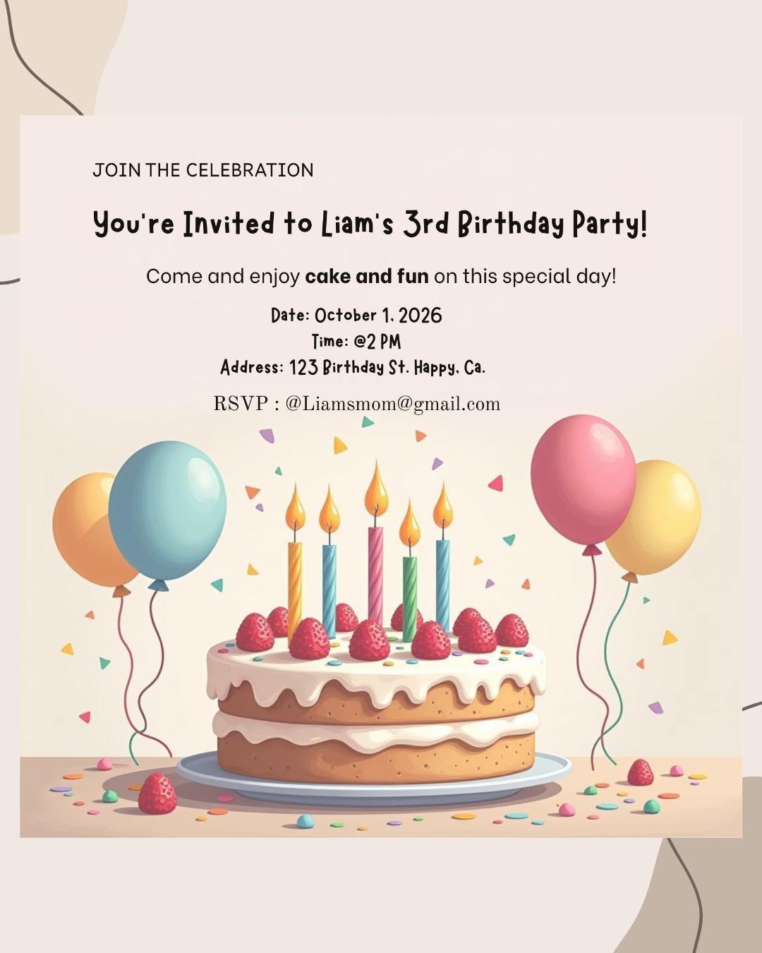 Editable Birthday Cake Invitation: Printable Canva Template - Etsy