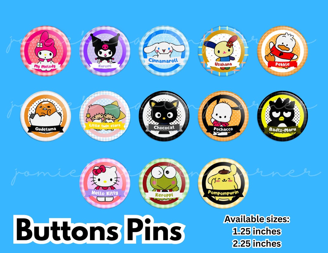Sanrio Button Pins - Etsy