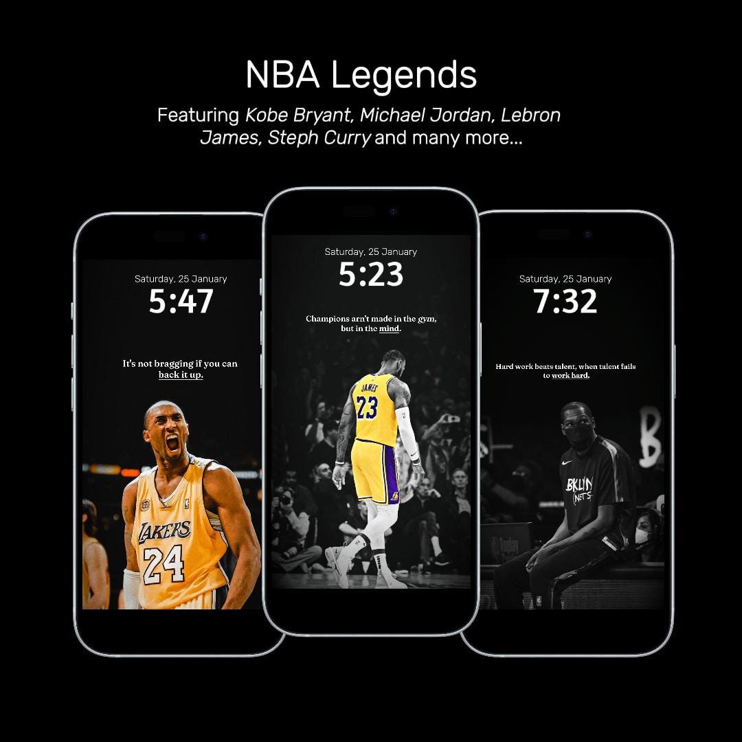 NBA Legends - Aesthetic Motivational Quote Wallpaper Pack (40 ...