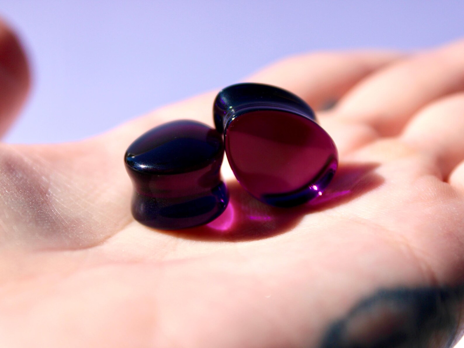 Dark Purple Glass Tear Drop Plugs – Double Flare Gauges Pair 6mm–16mm ...