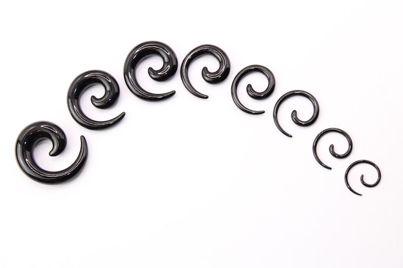 Acrylic Spiral Taper Earrings – Black Gauged Ear Jewelry Set - Etsy
