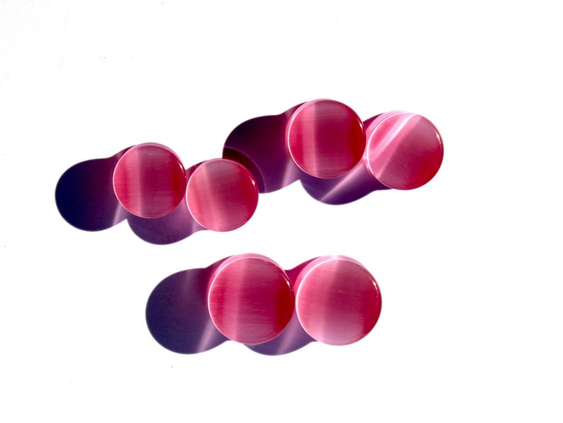 Pink Cat's Eye Glass Plugs Double Flare Pair 3mm-25mm (half Sizes ...