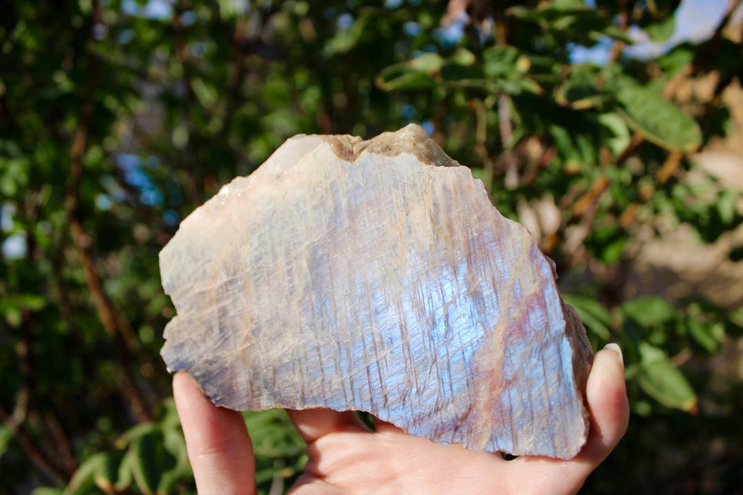 Moonstone Slab – High Flash Polished Crystal Slice Natural Rainbow ...